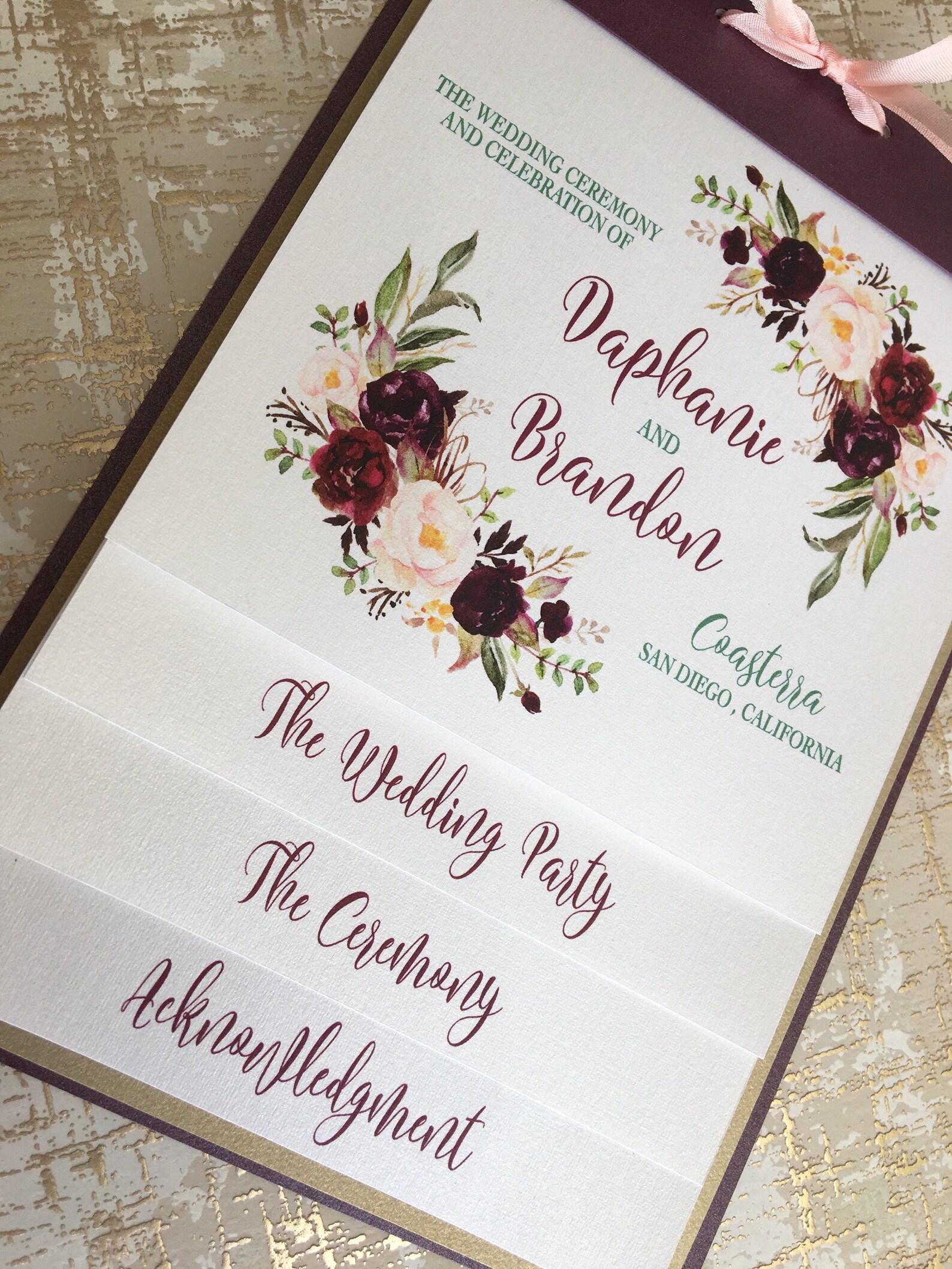 Layered wedding program portrait style | Etsy