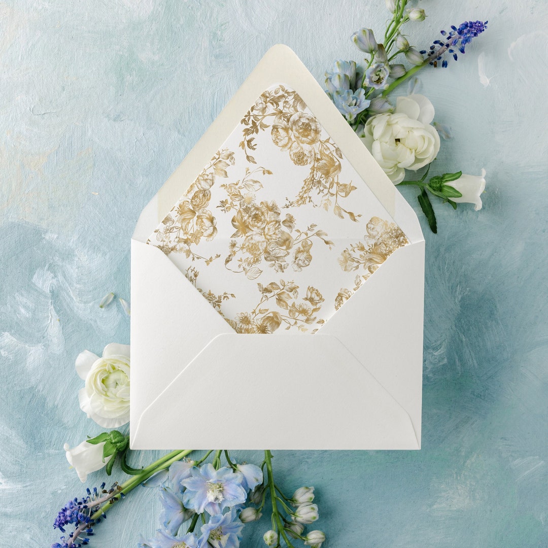 Printed Gold Floral Envelope Liner - Etsy