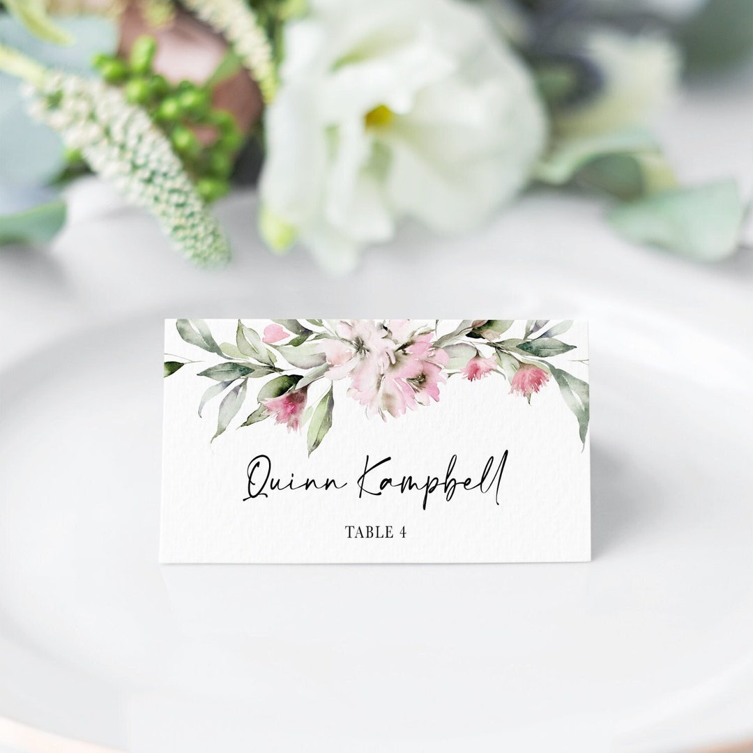 PRISCILLA | Pink Watercolor Florals Escort/place Cards - Etsy