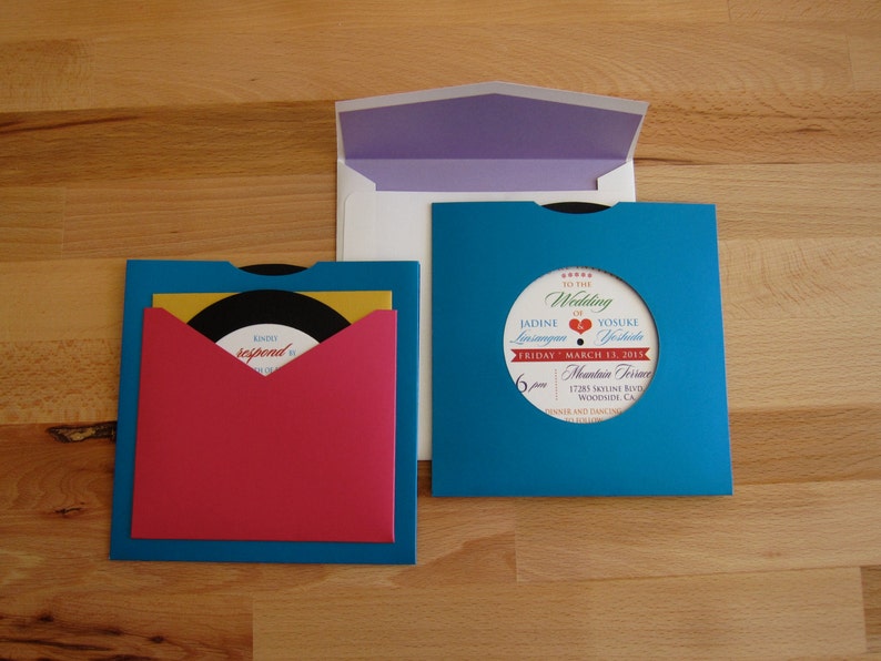 5 Square Mutli-color Record Invitation | Etsy