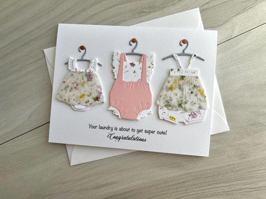 Customizable 3D Congratulations Baby Girl Laundry/clothes Card - Etsy