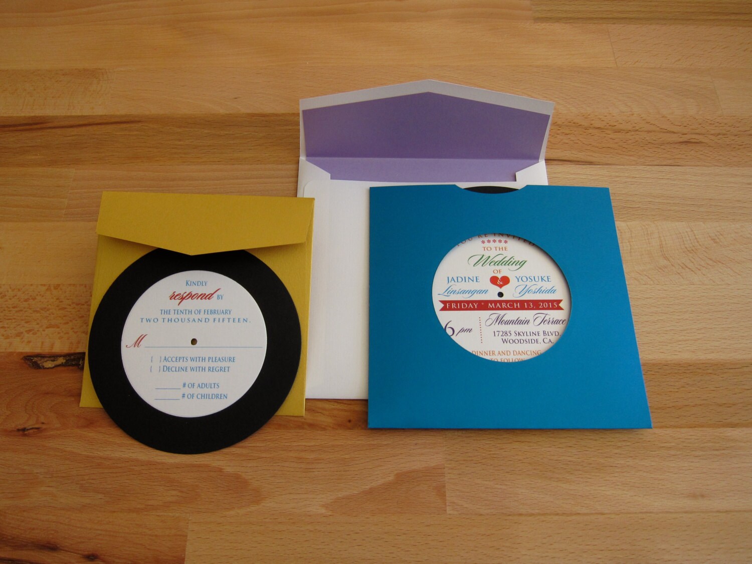 5 Square Mutli-color Record Invitation | Etsy