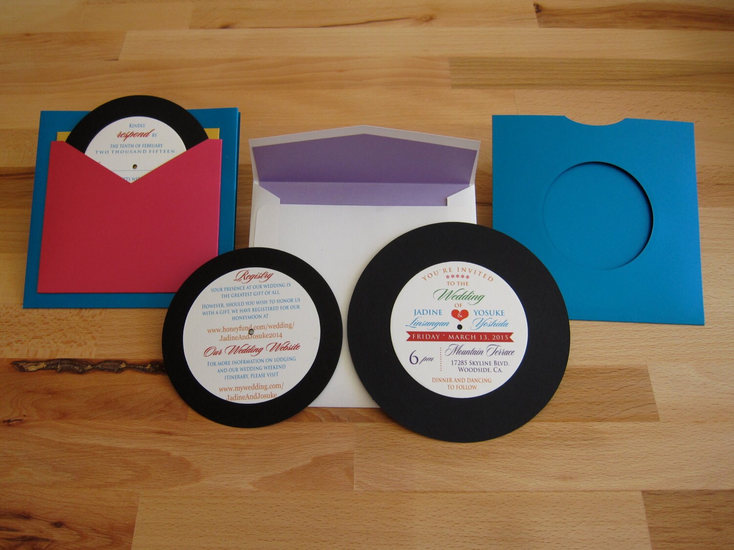 5 Square Mutli-color Record Invitation | Etsy