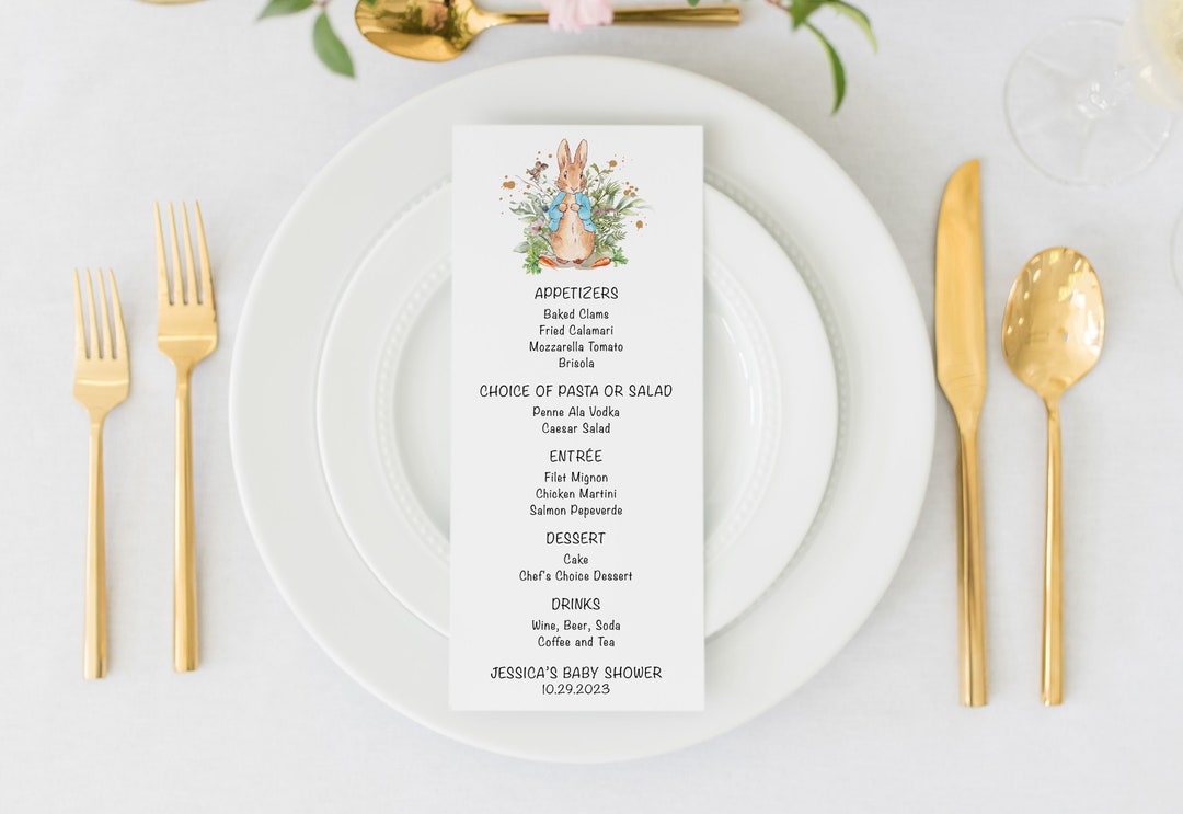 PETER RABBIT | Printed 4.25x9" Menus - Etsy