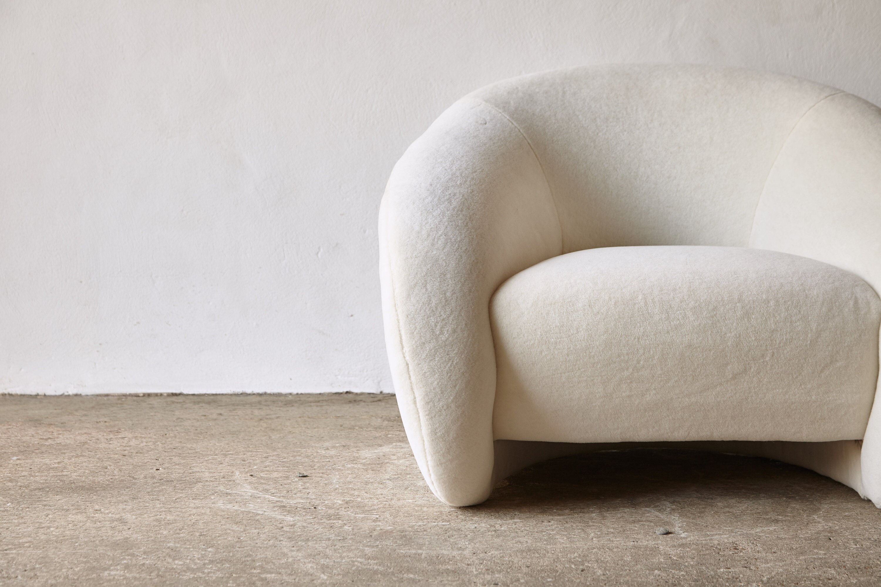Superb Curved Lounge Chairs, Newly Upholstered in Alpaca, Italy - Etsy