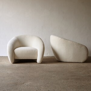 Superb Curved Lounge Chairs, Newly Upholstered in Alpaca, Italy - Etsy