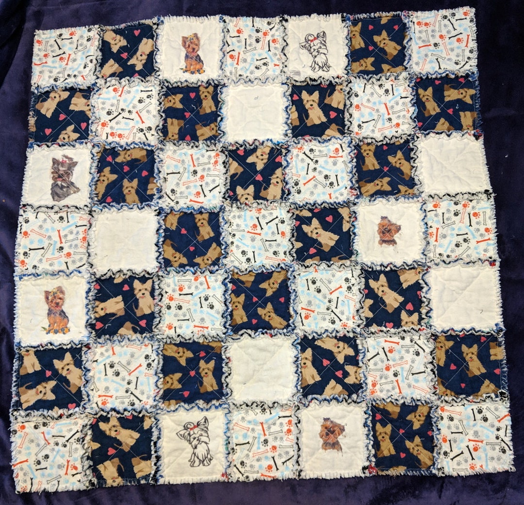 Yorkie Rag Quilt - Etsy