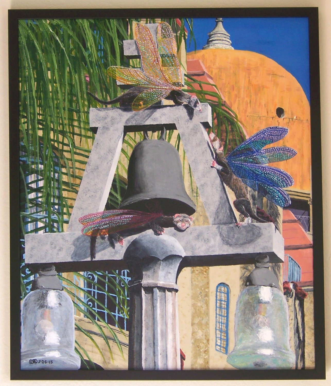 Mission Inn With 3 Flutter Ferrets on Raincross Street Light, Original ...