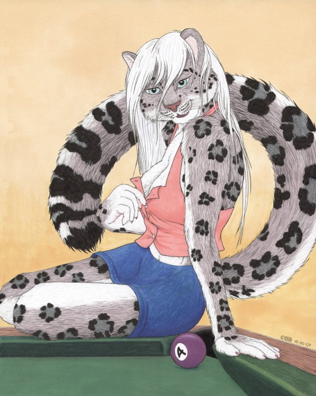 Sexy Female Anthro Snow Leopard Teasing Pose On Pool Table Etsy Singapore