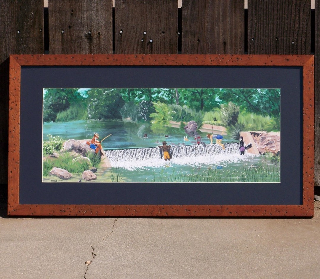Furry Kids Swimming at Old Dam in Park, Anthro Fishing Fox, Skunk, Cat ...
