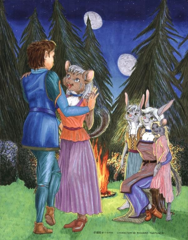 Anthro Chinchilla and Human Dance in Moonlight as Others - Etsy