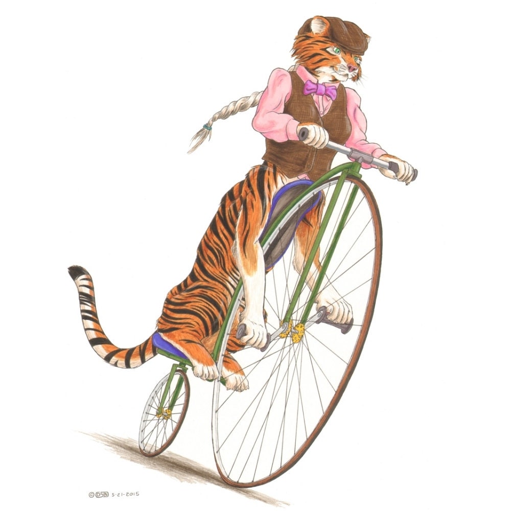 Tiger Striped Chakat Riding an Ordinary Penny-farthing High Wheel ...
