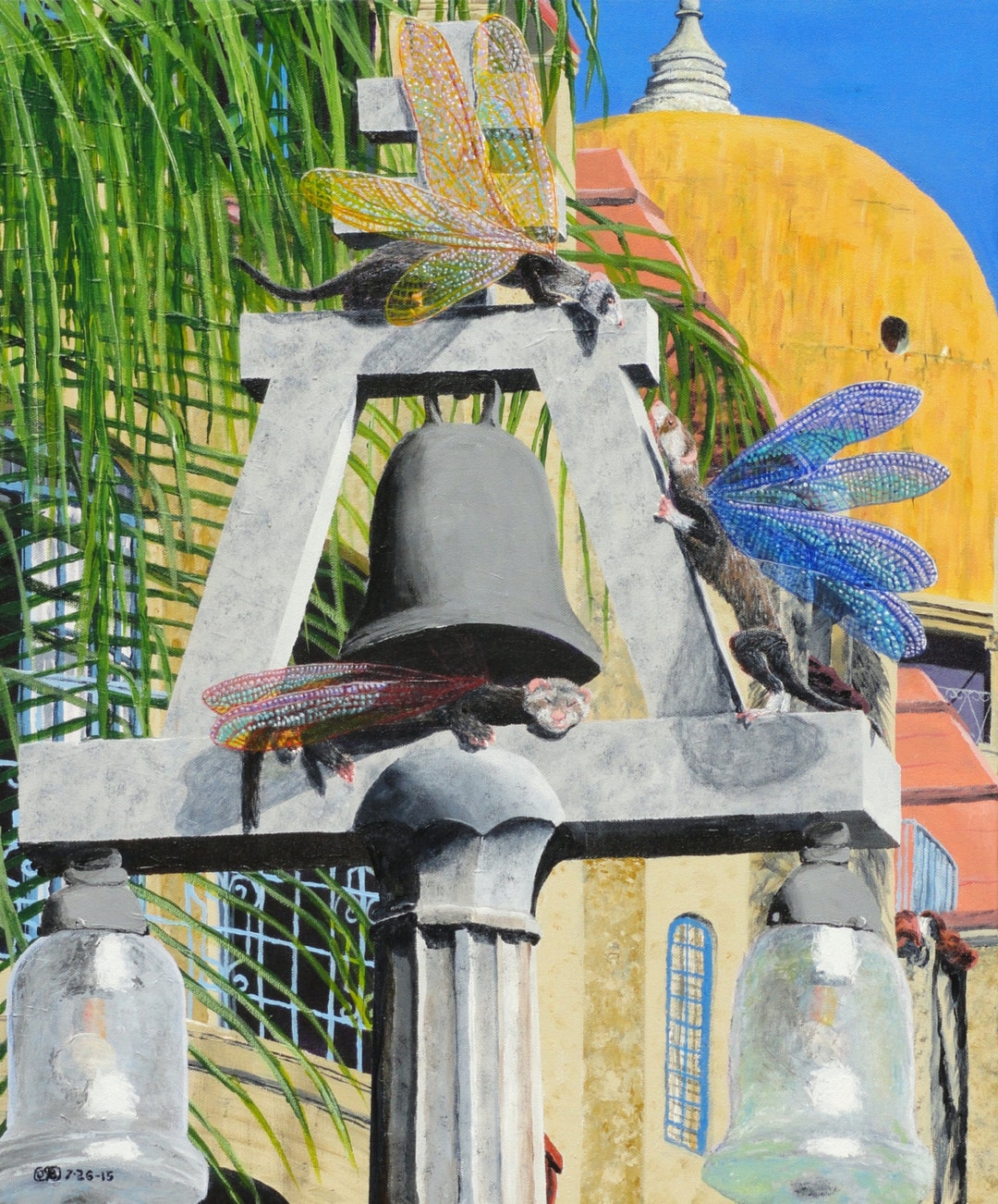 Mission Inn With 3 Flutter Ferrets on Raincross Street Light, Original ...
