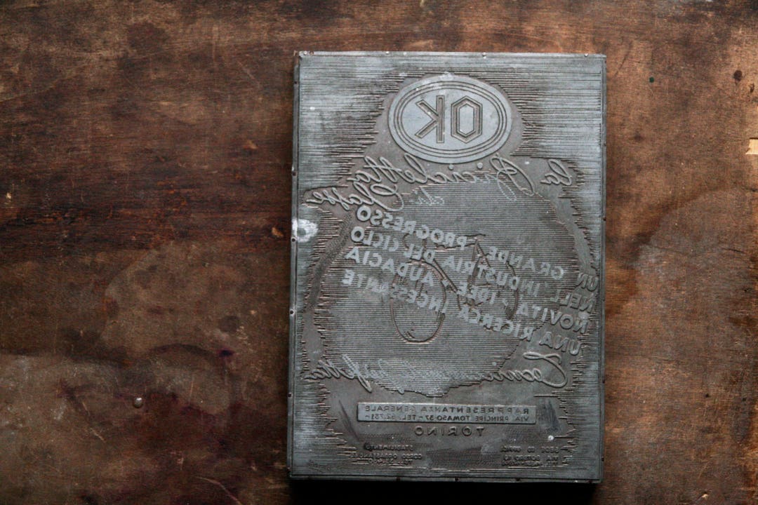 Rare Ancient Metal Matrix, Press Cliché Advertising Stamp, Cycling ...