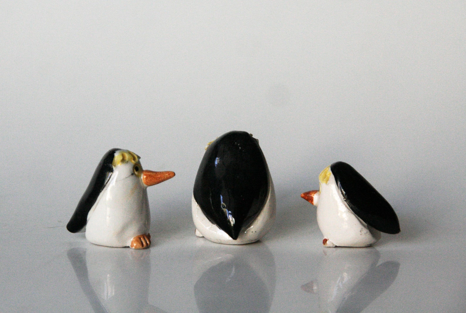 Family of Ceramic Penguins, Vintage Family Miniature Penguins for ...