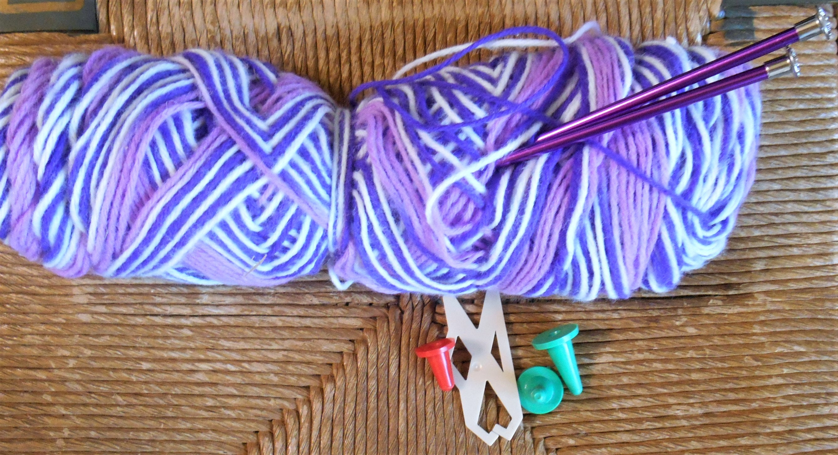 Variegated Yarn, Partial Skein, 3.5 Ounce, Vintage Yarn, Purple, White ...