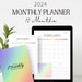 Monthly Calendar Planner 2024 12-month Digital Download - Etsy
