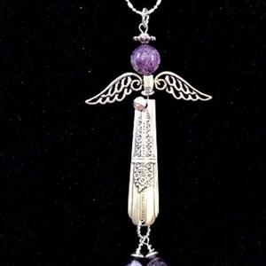 Angel Wing Silver Spoon Handle Spoon Pendant Necklace for Mom, Handmade ...