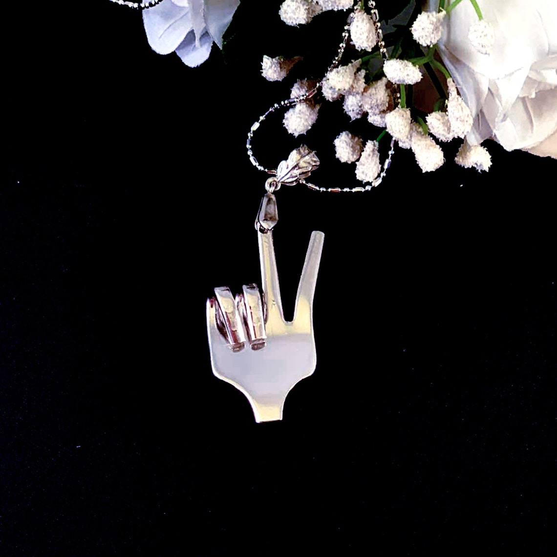 Peace Sign Necklace Silverware Jewelry Peace Sign Fork | Etsy
