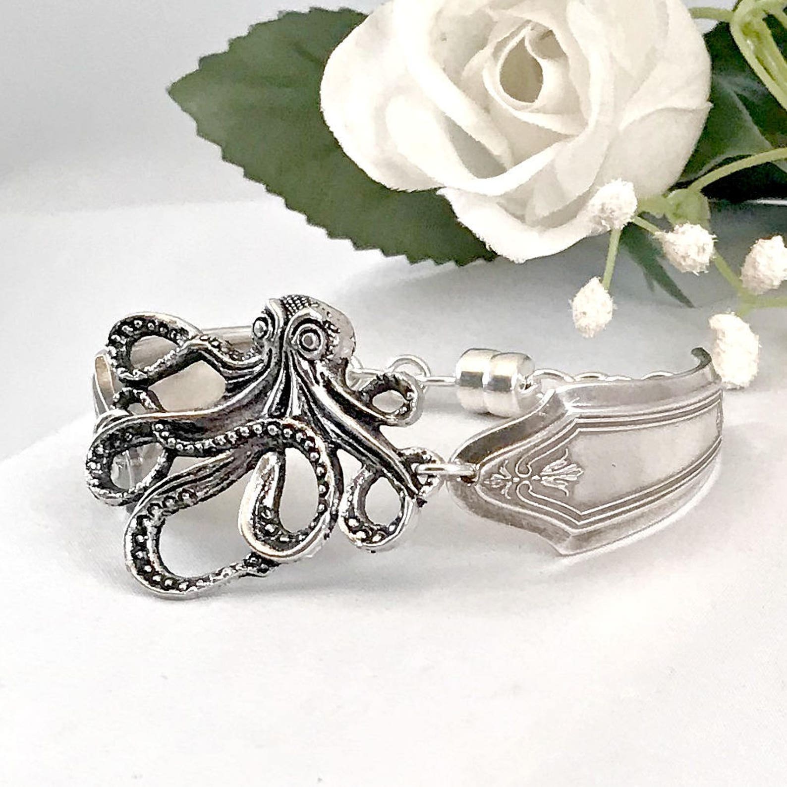 Octopus Bracelet Octopus Jewelry Vintage Silverware Jewelry | Etsy