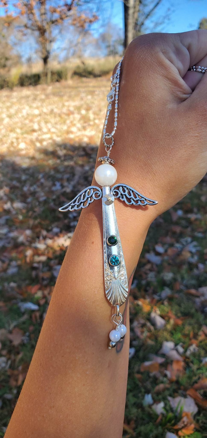 Angel Wing Silver Spoon Handle Spoon Pendant Necklace for Mom - Etsy