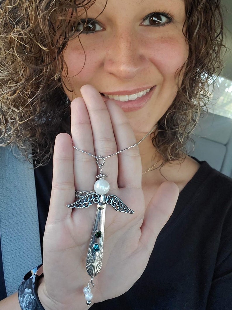 Angel Wing Silver Spoon Handle Spoon Pendant Necklace for Mom - Etsy