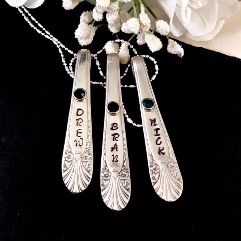 Personalized Hand Stamped Spoon Necklace Gifts for Mom Custom | Etsy