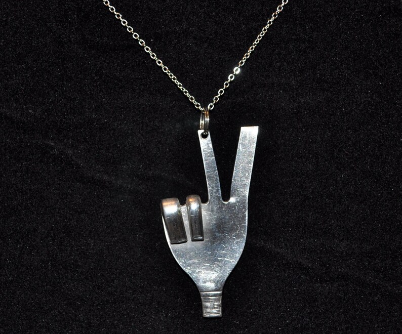 Peace Sign Necklace Silverware Jewelry Peace Sign Fork | Etsy