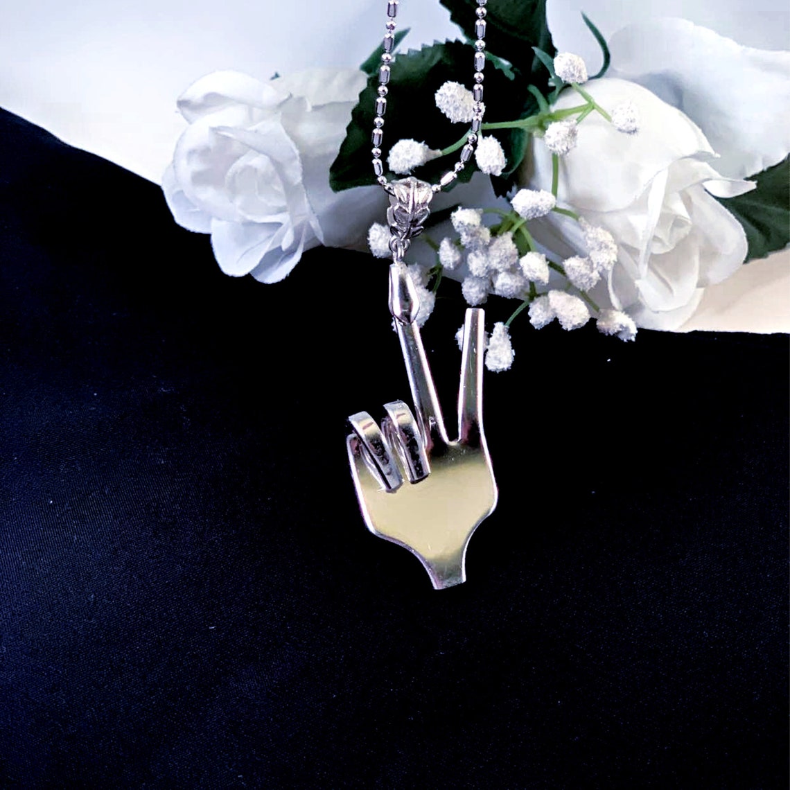 Peace Sign Necklace Silverware Jewelry Peace Sign Fork | Etsy