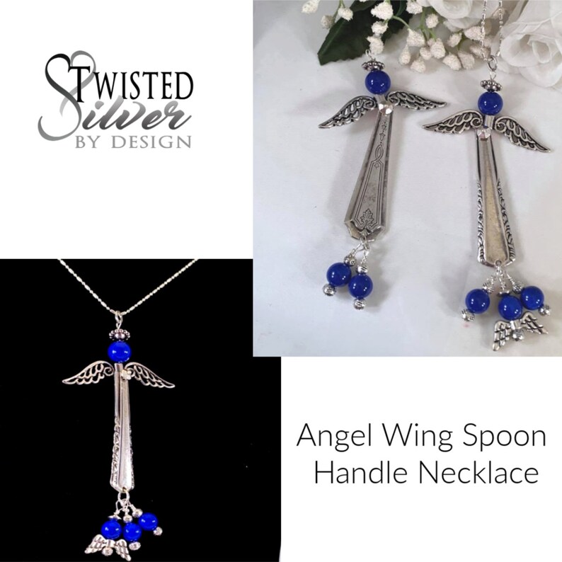 Angel Wing Silver Spoon Handle Spoon Pendant Necklace for Mom | Etsy