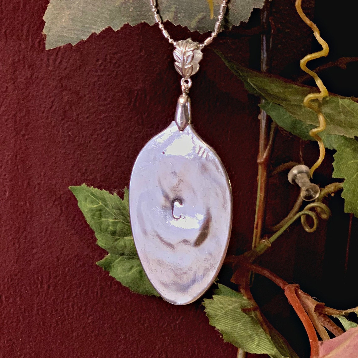 Stamped Vintage Silverware Jewelry Repurposed Spoon Pendant Necklace ...