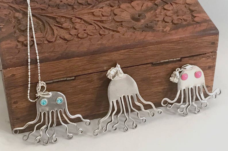 Upcycled Silverware Octopus Necklace Jewelry With Birthstone, Unique ...