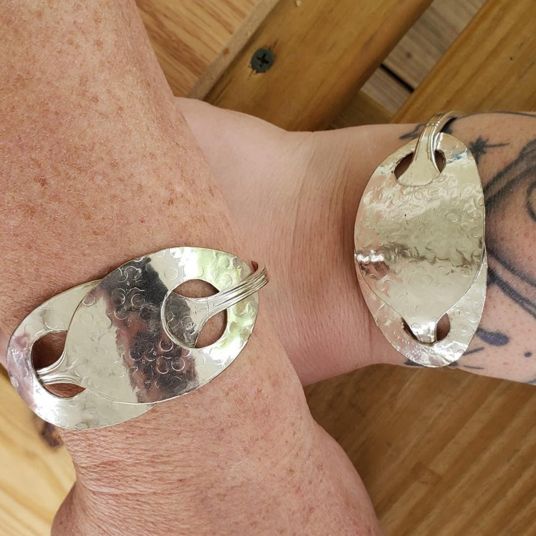 Vintage Silverware Jewelry Bracelet for Women, Hammered Spoon Bracelet ...