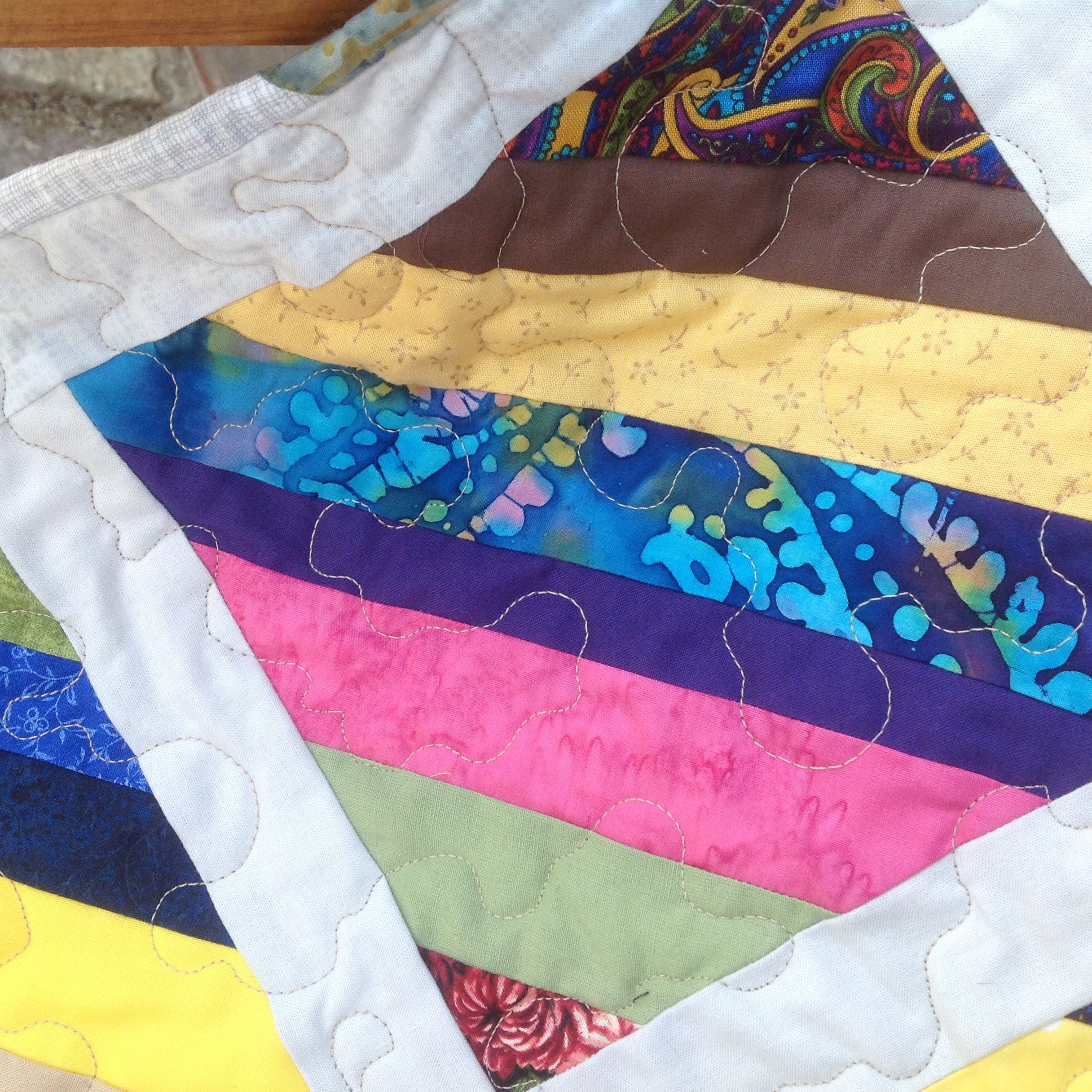 String pieced block quilt diagonal strips lap 54x45 in. | Etsy