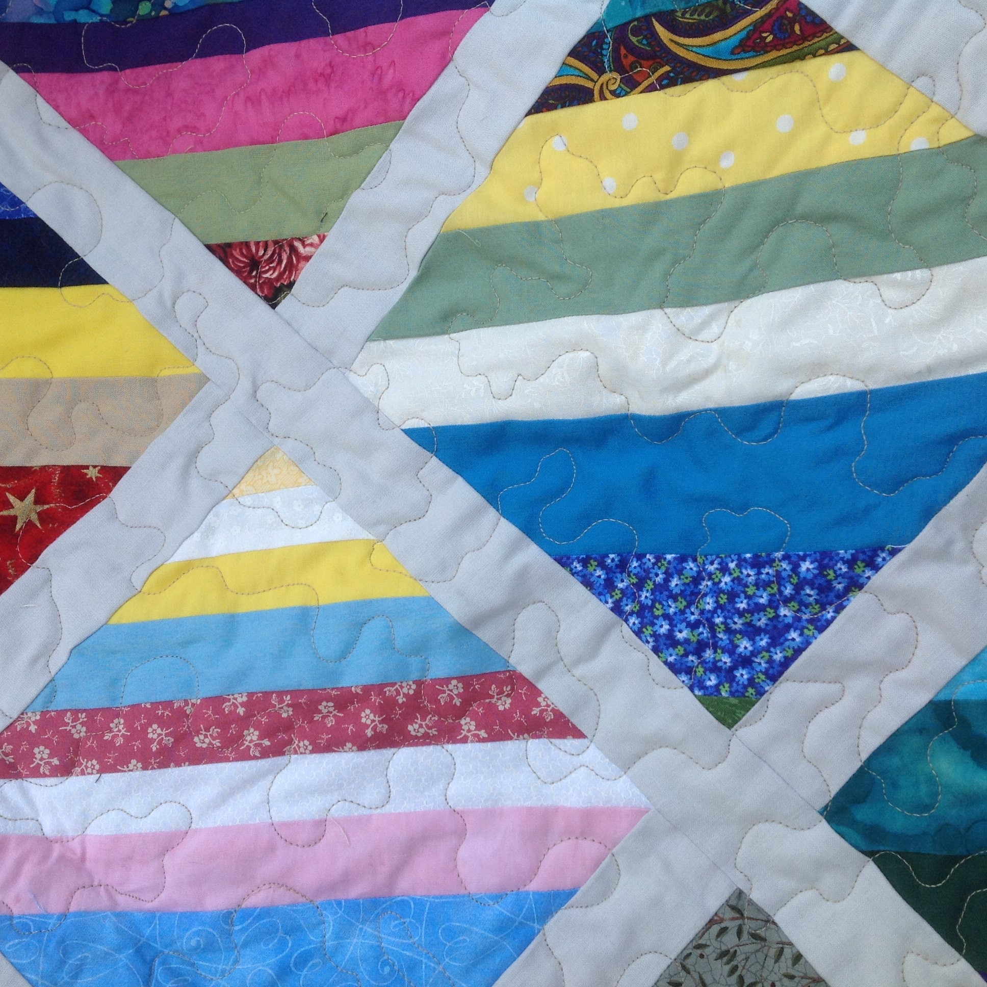 String pieced block quilt diagonal strips lap 54x45 in. | Etsy