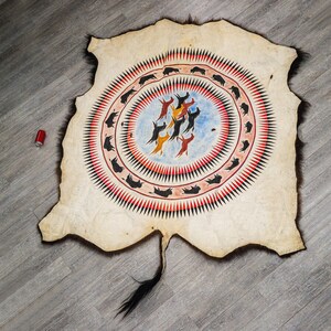 Real Hand Painted Brain Tanned Buffalo Hide (149-1-G6019) - Etsy