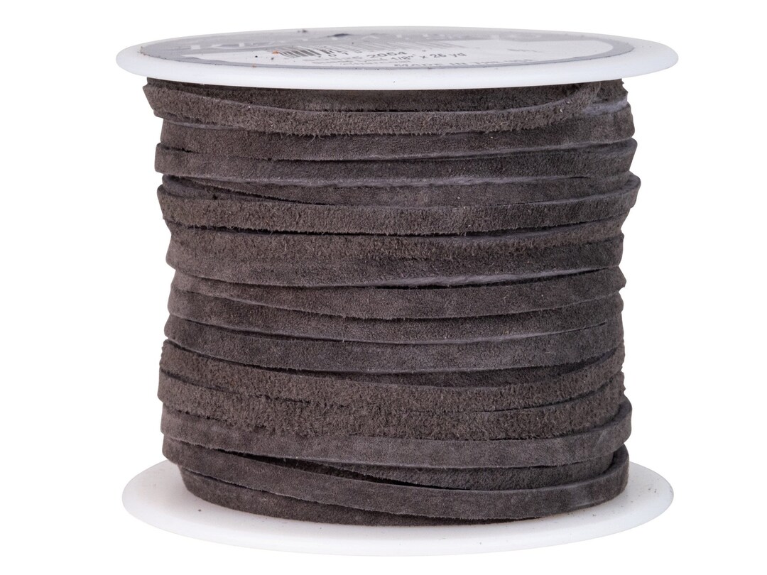 Suede Lacing 1 25 yard 75 foot spool, 1/8th inch lace. Charcoal Color ...