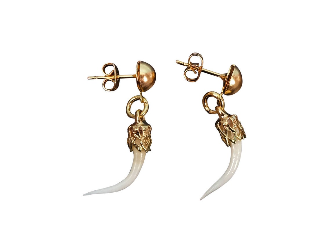 Real Rattlesnake Fang Earrings Pair: Gold Color (598-J20-P) Y2H - Etsy