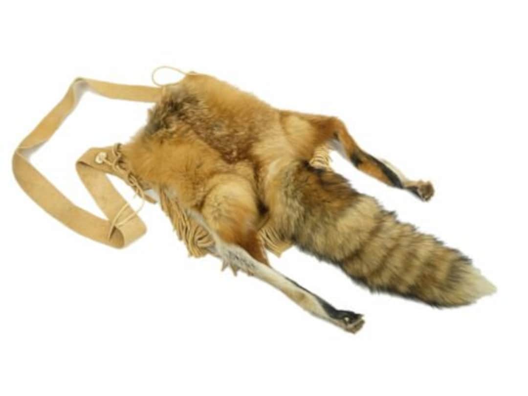 Real Red Fox Tail & Feet Bag With Brain Tanned Leather Made in - Etsy