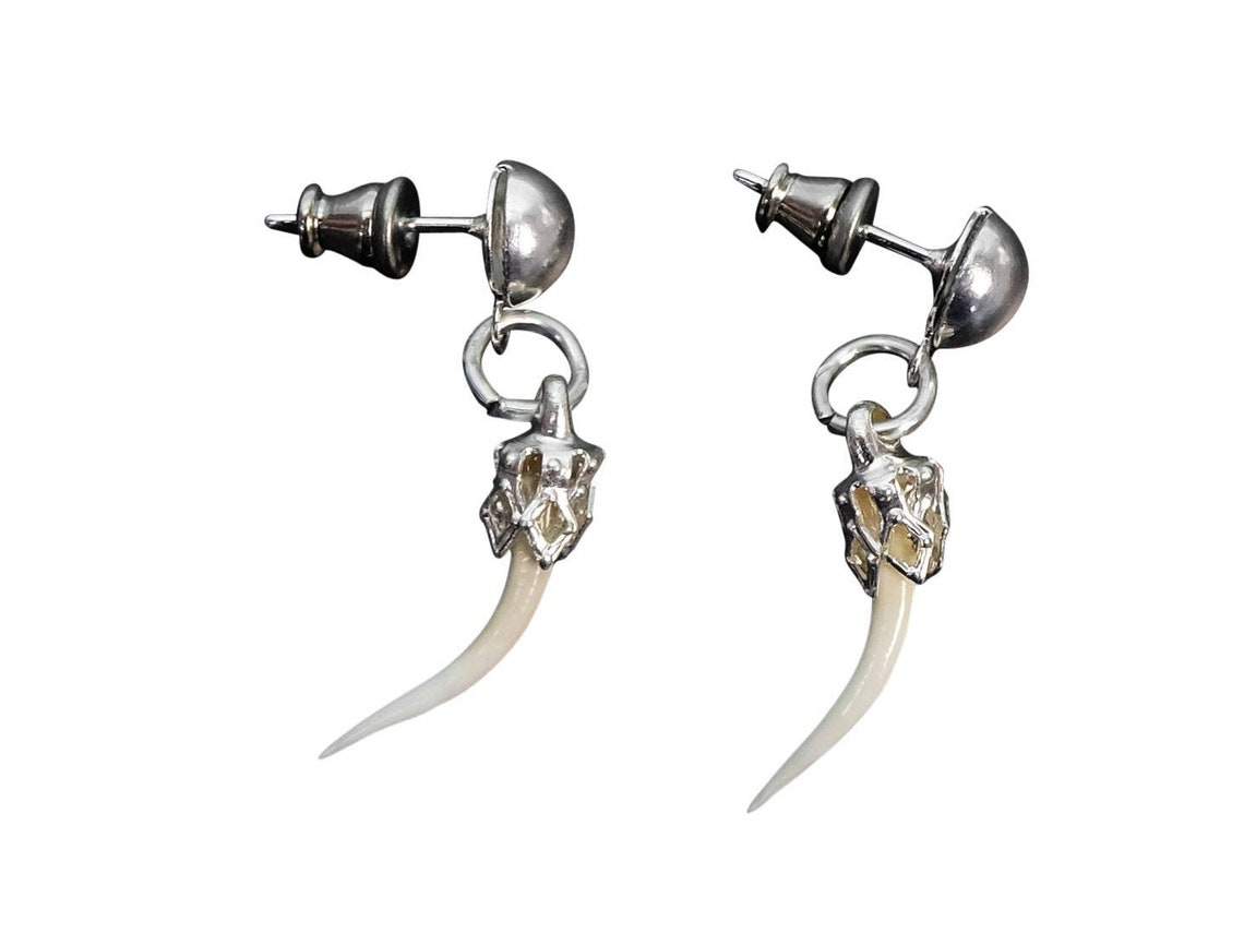 Real Rattlesnake Fang Earrings Pair: Silver Color 598-J21-P | Etsy