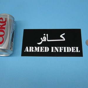 Two 2 Armed Infidel Bumper Stickers 1160-10-12 C4 | Etsy