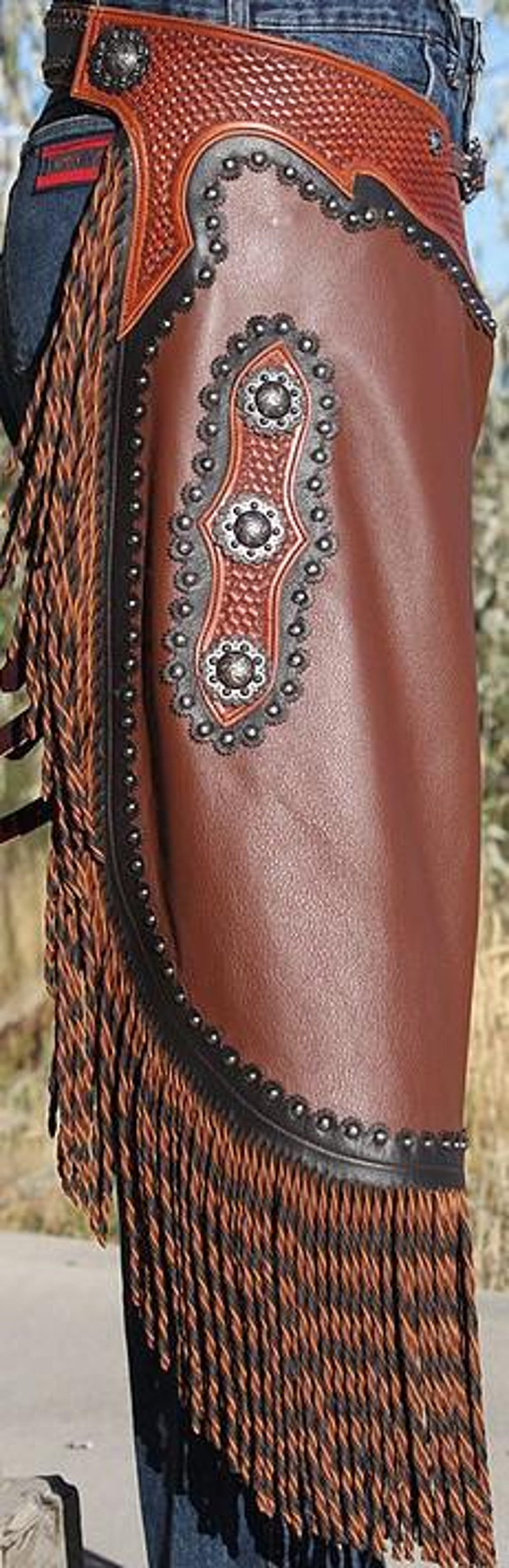 Custom Double Twist Leather Chinks - Handcrafted Cowboy Chinks With ...