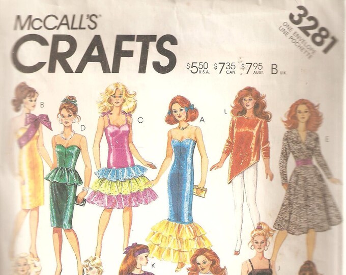 Mccall's Crafts Sewing Pattern 3281 Doll Clothes 11.5 Doll Barbie and ...