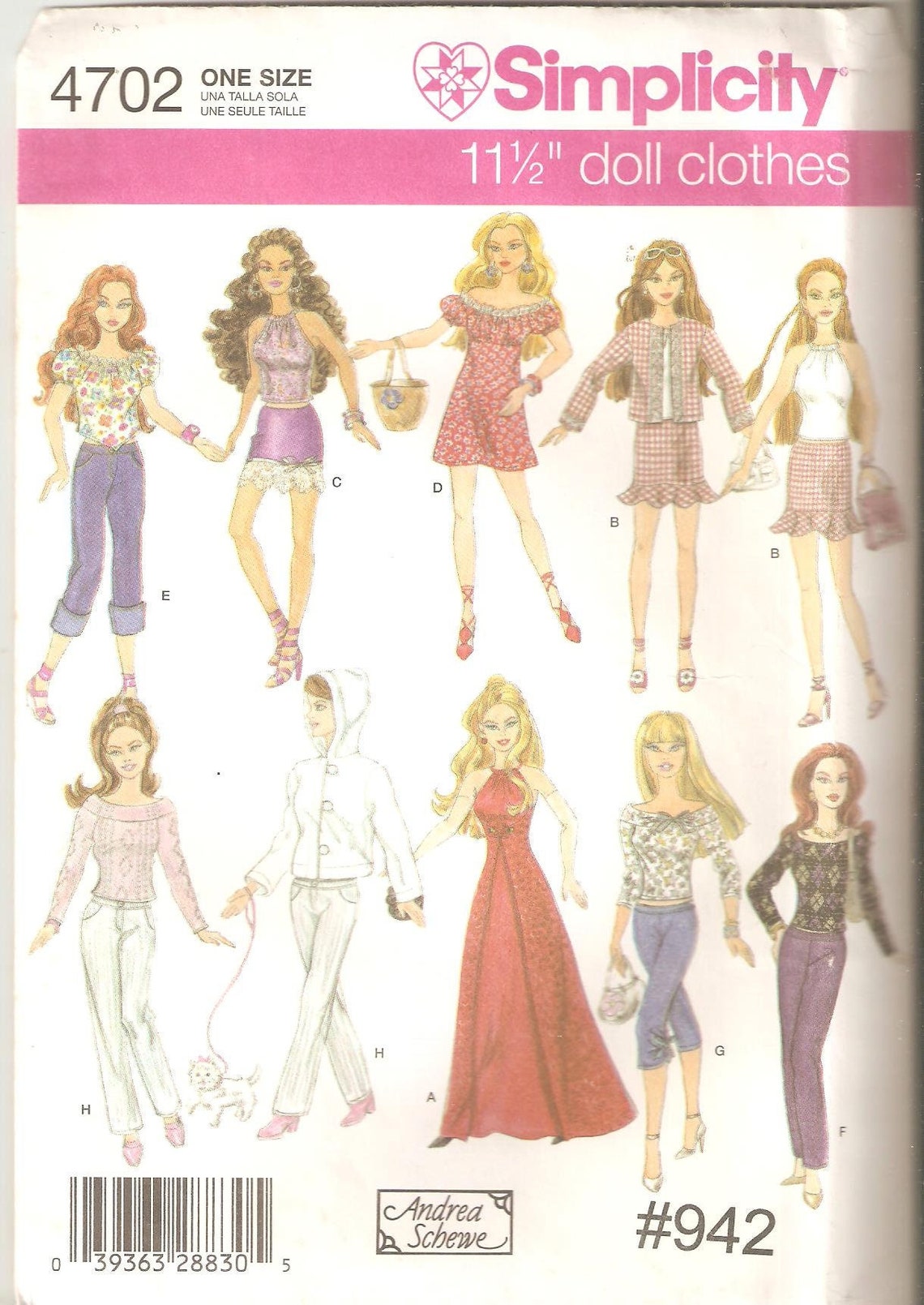 Simplicity Sewing Pattern 4702 - Doll Clothes - Barbie Dolls - 11 1/2 ...