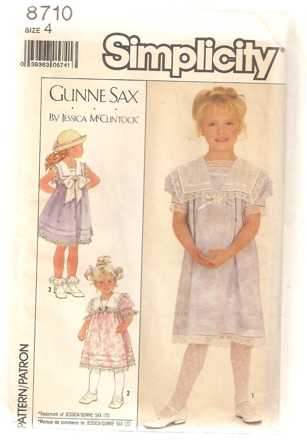 VINTAGE Simplicity Sewing Pattern 8710 Children's Clothes Dress, Size 4 ...