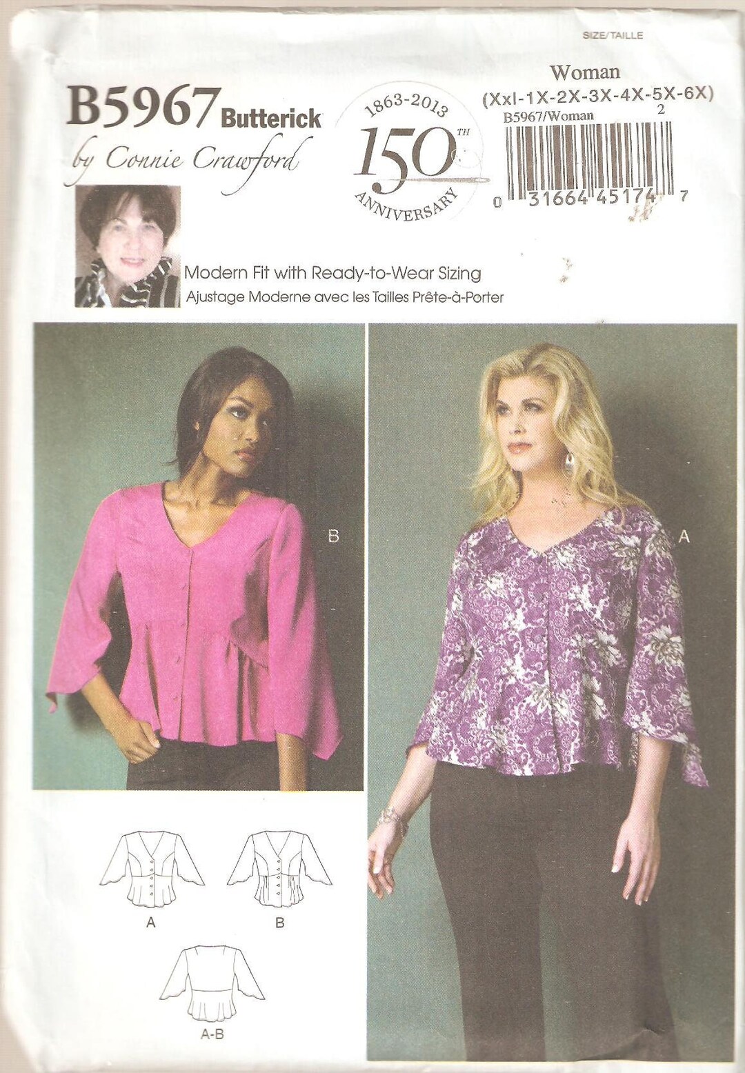Butterick Sewing Pattern 5967 - Women's Clothes - Misses' Top - Size ...