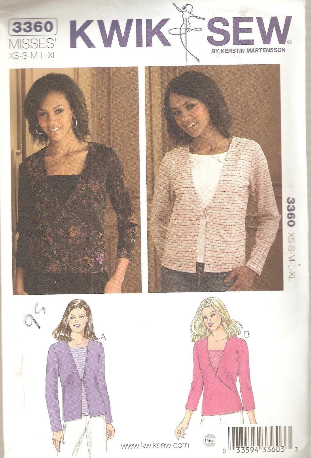 Kwik Sew Sewing Pattern 3360 - Women's Clothes - Misses' Tops - Size XS ...