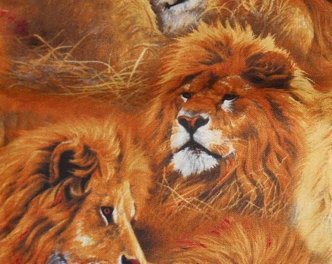 Fabric Remnant - Lions - Cotton Fabric - Jungle Animals - 26" X 44" - Etsy