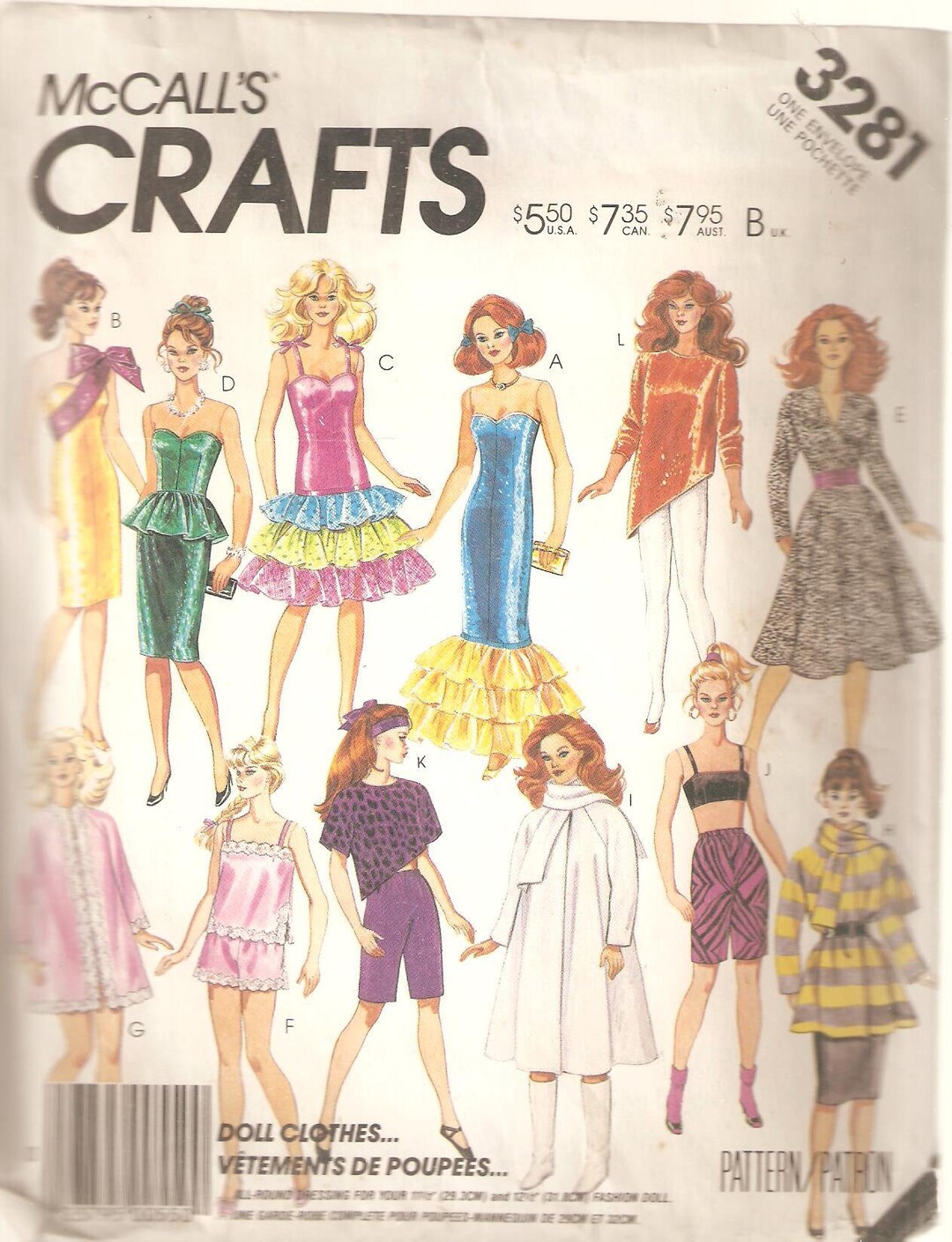 Mccall's Crafts Sewing Pattern 3281 Doll Clothes 11.5 Doll Barbie and ...