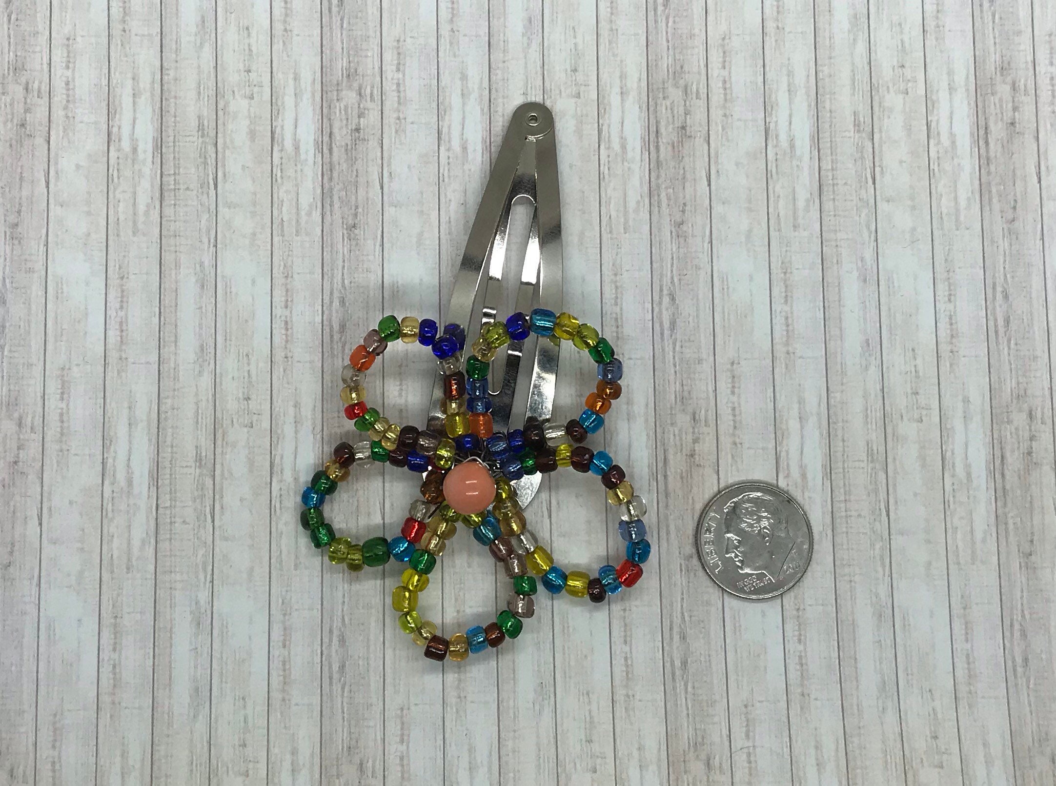 Multi Colored Beaded Flower Hair Clip - Etsy